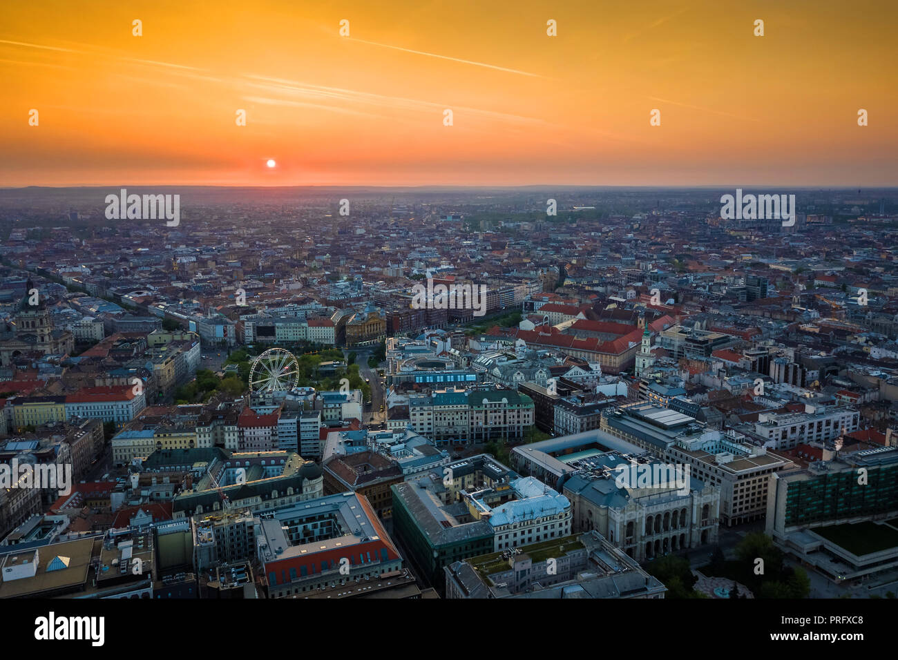 Budapest, Hungary - Aerial skyline view of the centre of Budapest, with ...