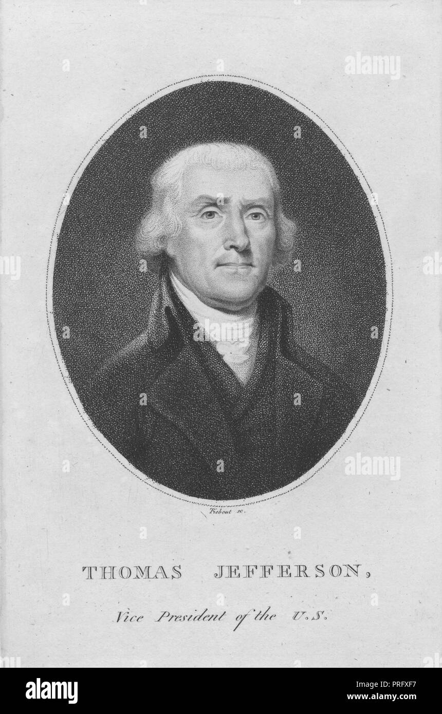 Engraved portrait of Thomas Jefferson, the third President of the ...