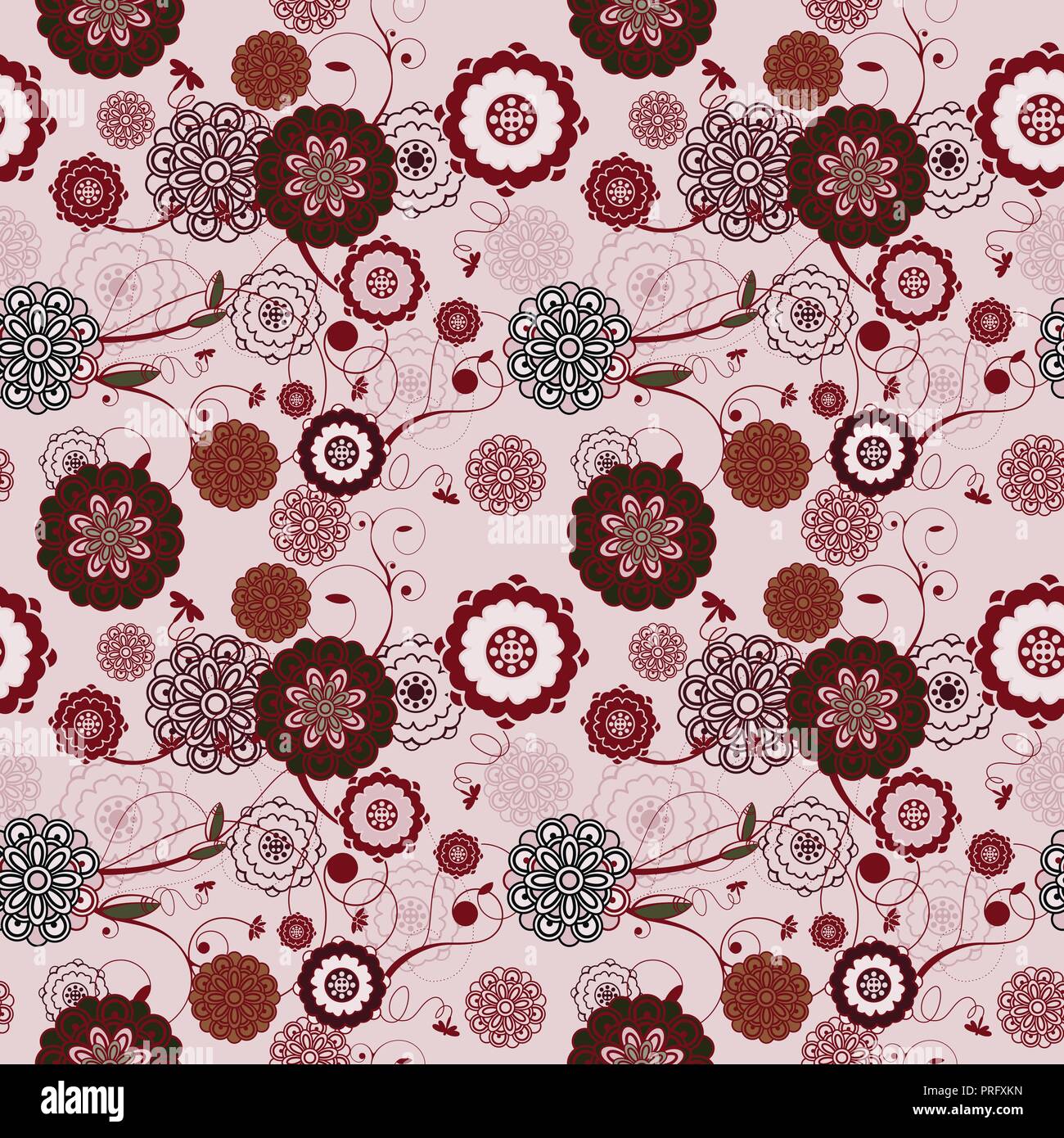Vector seamless pattern with romantic floral background. Subtle pastel ...