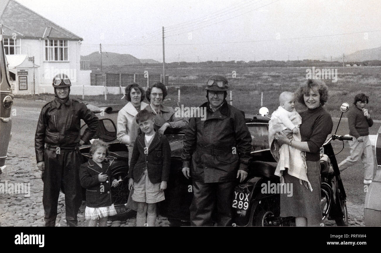 Group of bikers and their family en route with their 1958 BSA ...