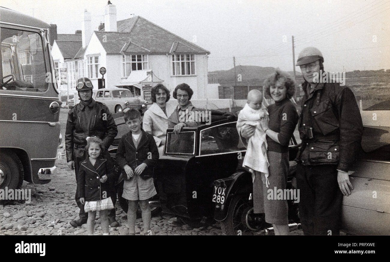Group of bikers and their family en route with their 1958 BSA ...