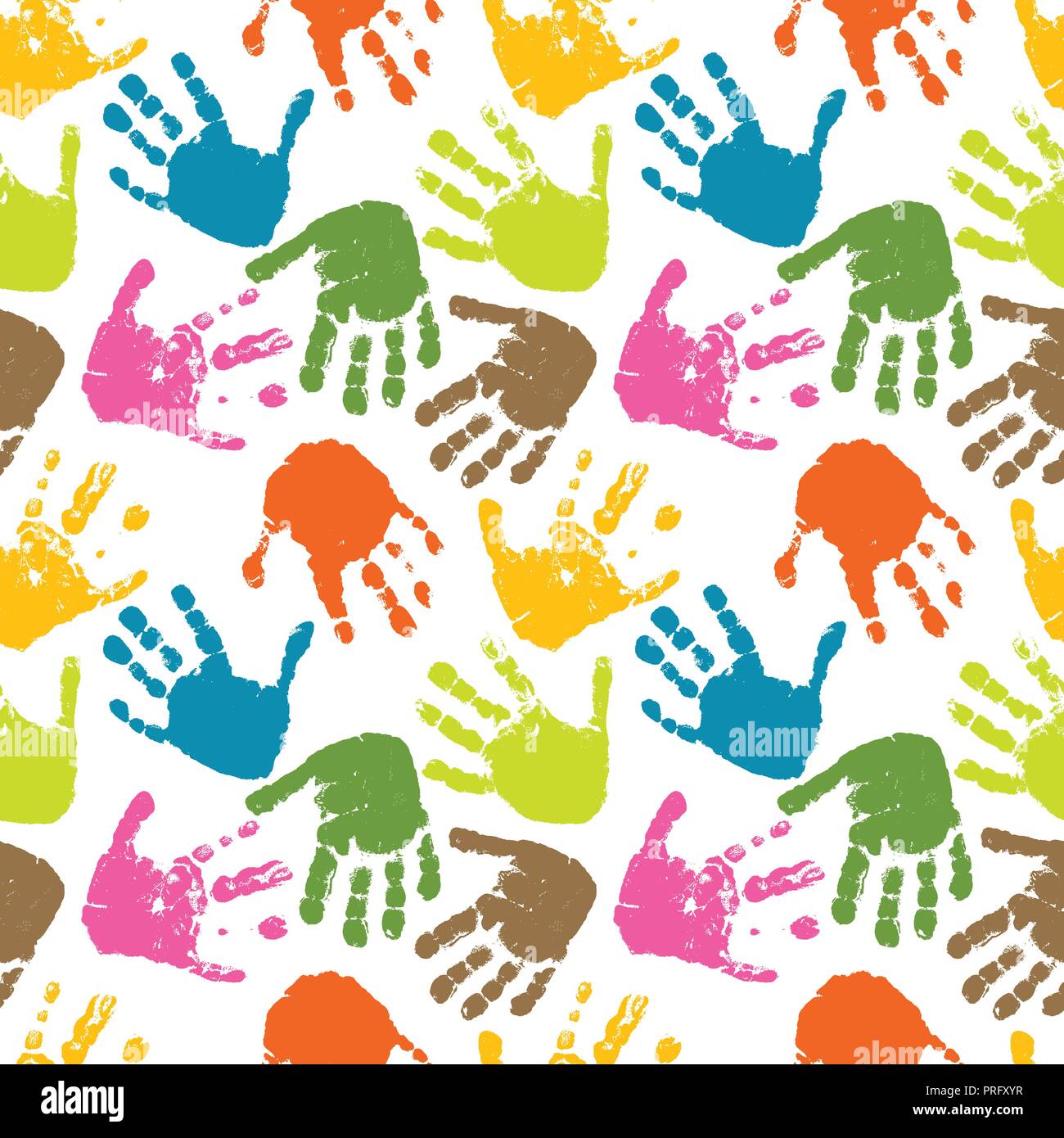 seamless vector pattern of prints of hands. multicolor Stock Vector ...