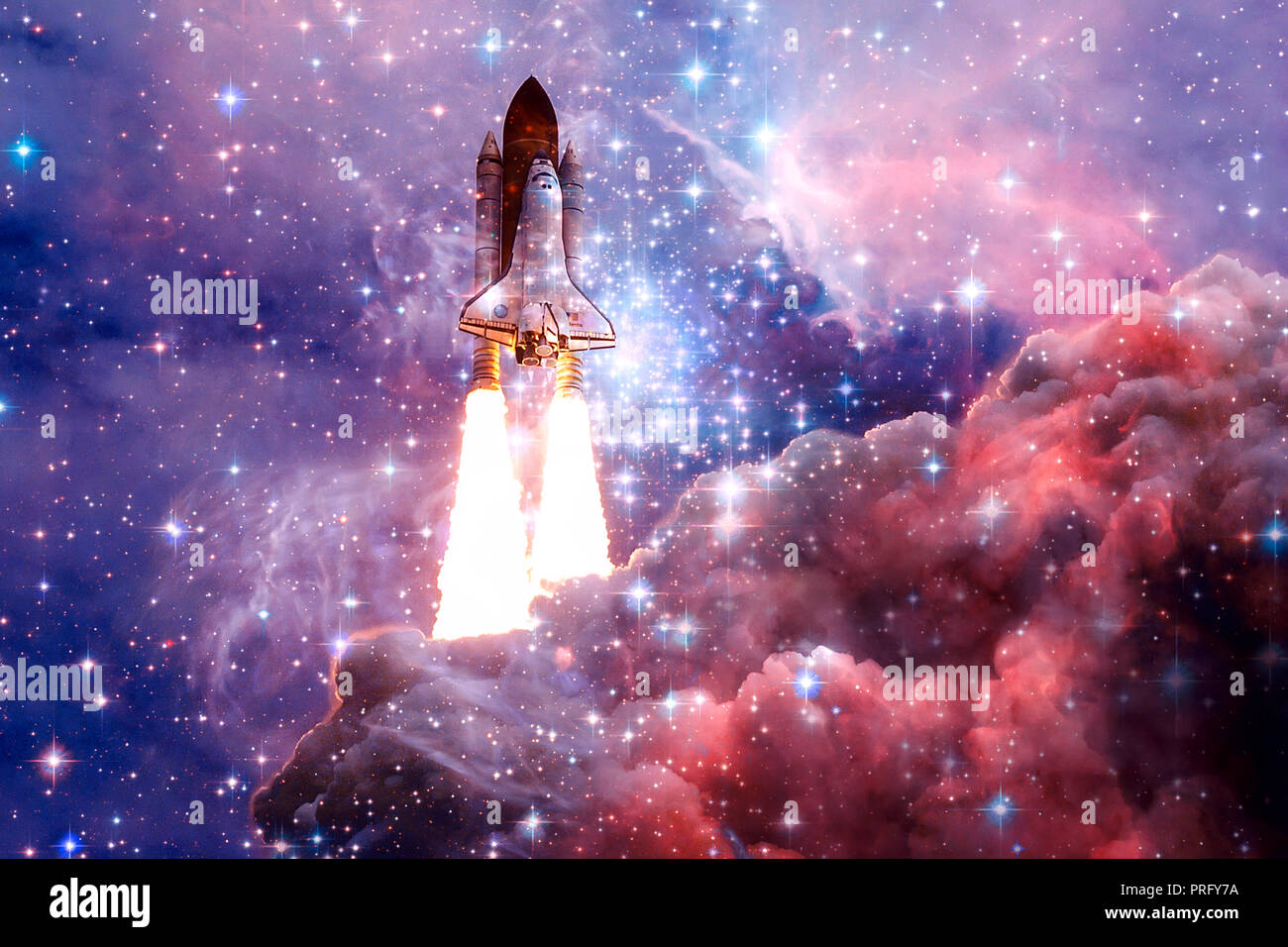 Spaceship in outer space. Elements of this image furnished by NASA ...
