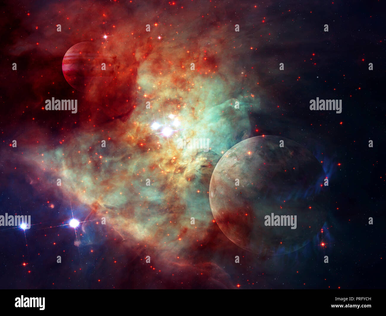Planets and nebula in outer space with stars. Elements of this image ...