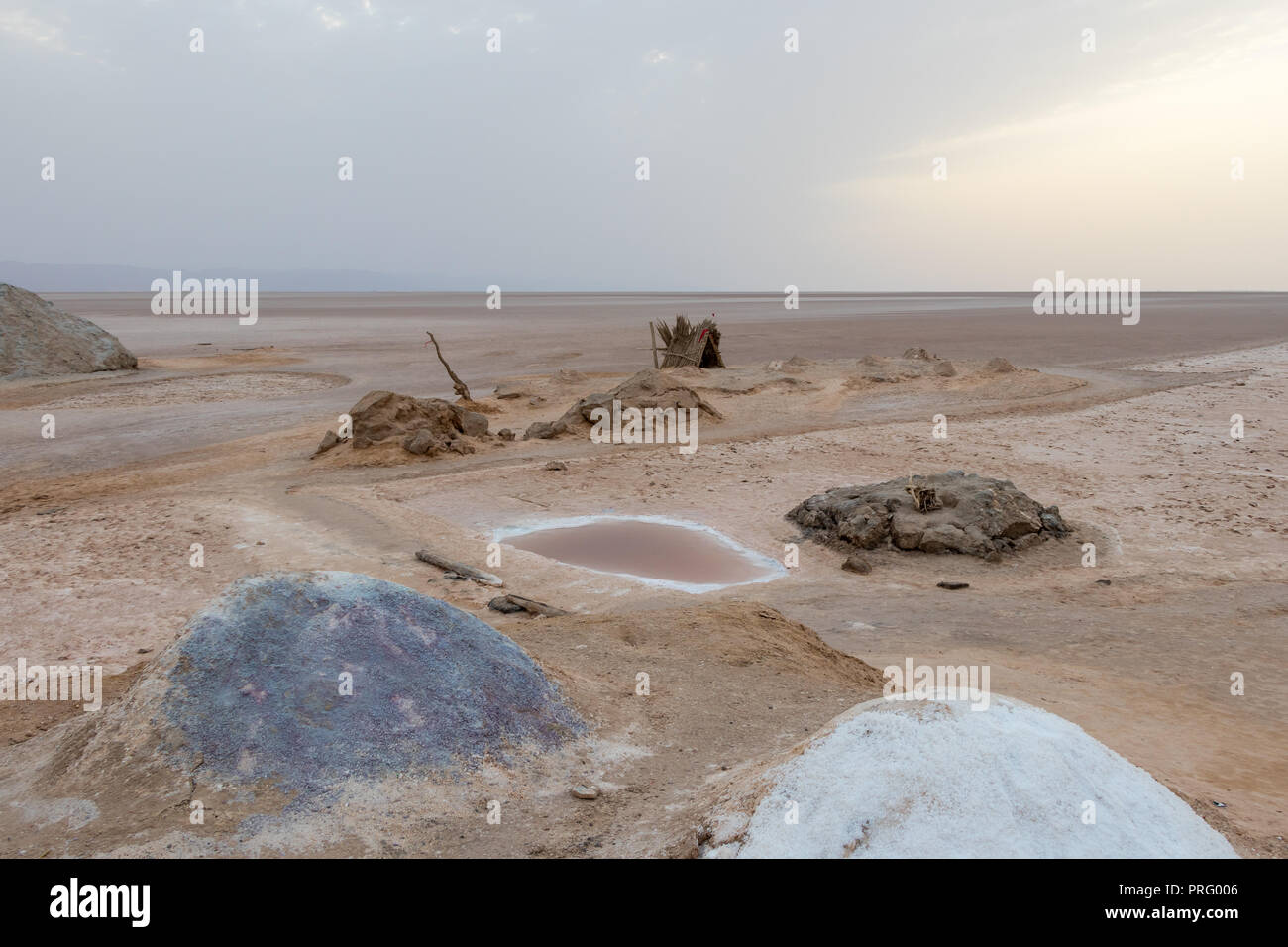 A pile of colorful salt in dry salt lake Chott El Djerid, Tunisia ...