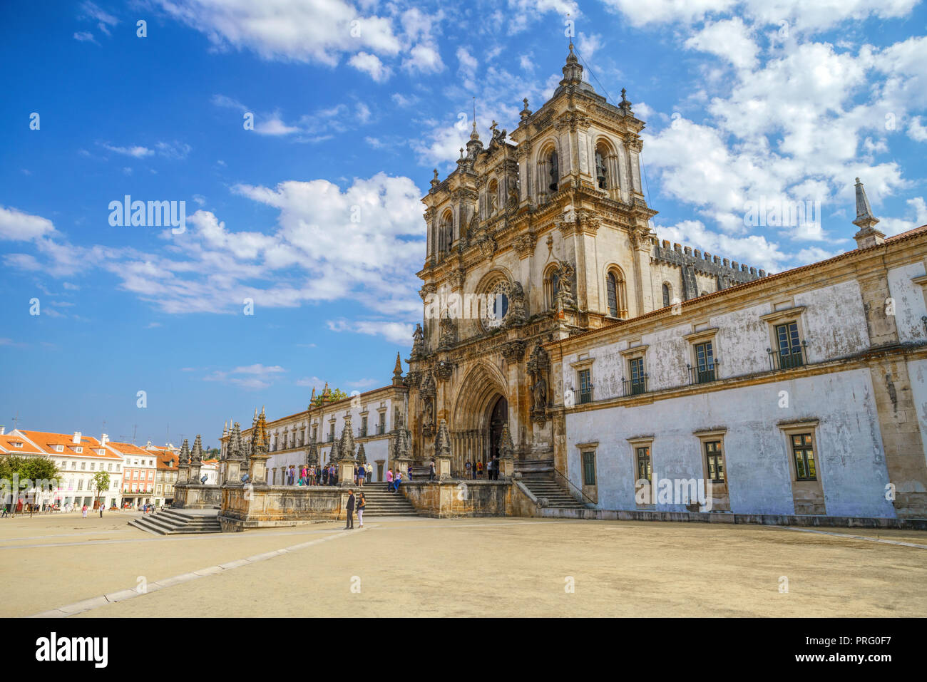 Facade of Roman Gothic Monastery of Alcobaca or Mosteiro de Santa Maria ...