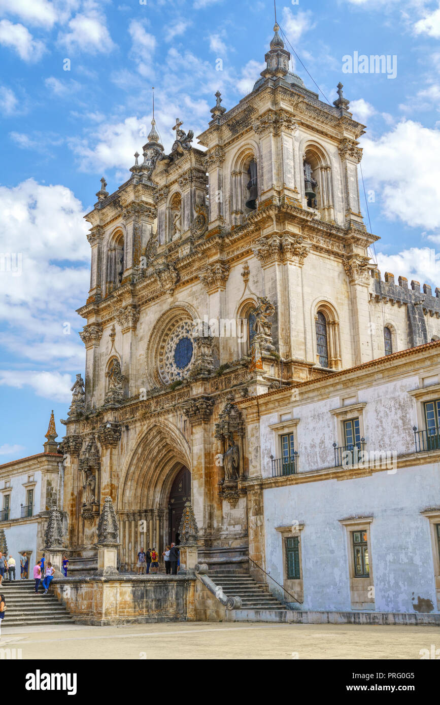 Facade of Roman Gothic Monastery of Alcobaca or Mosteiro de Santa Maria ...