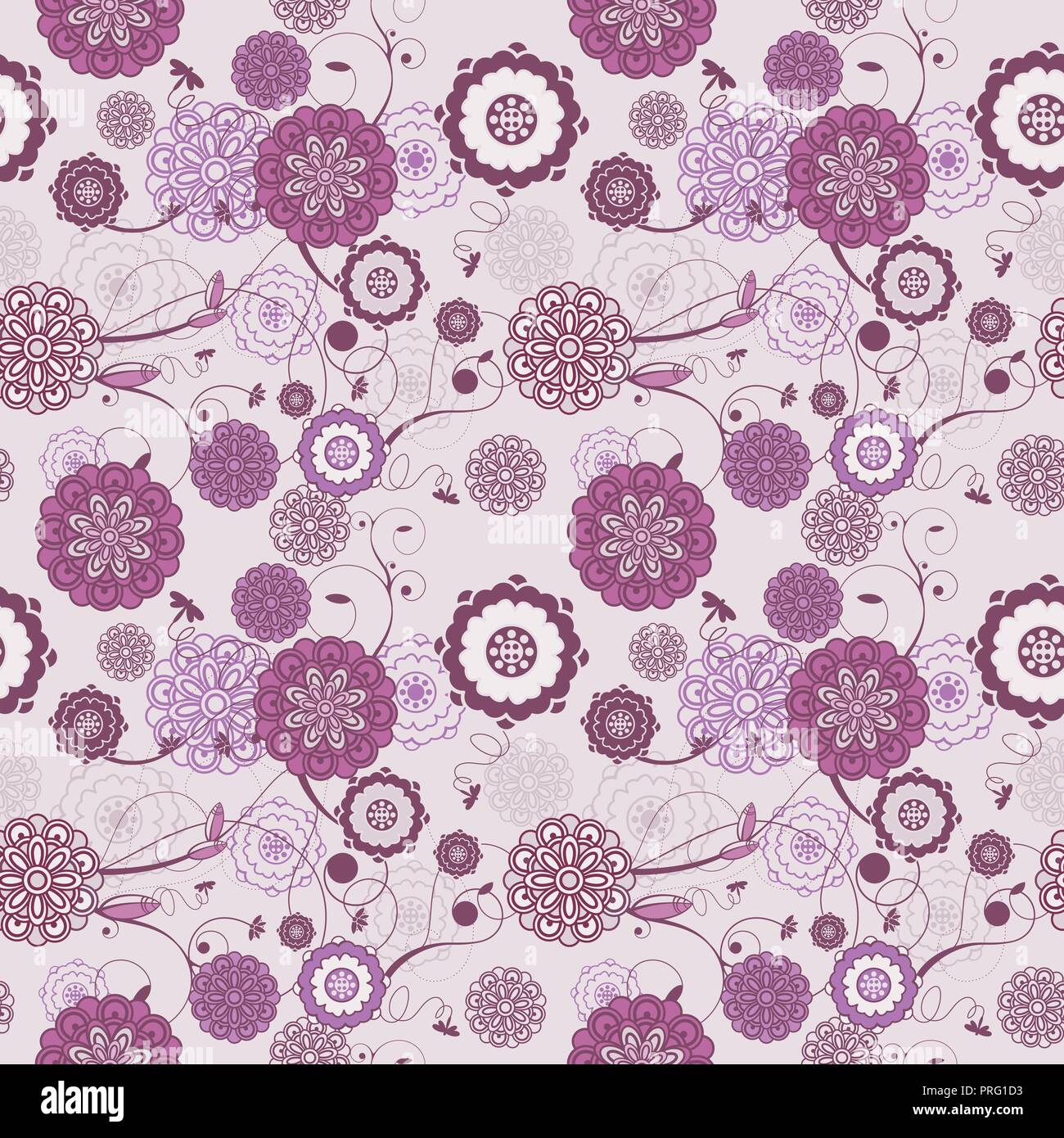 Vector seamless pattern with romantic floral background. Subtle pastel ...