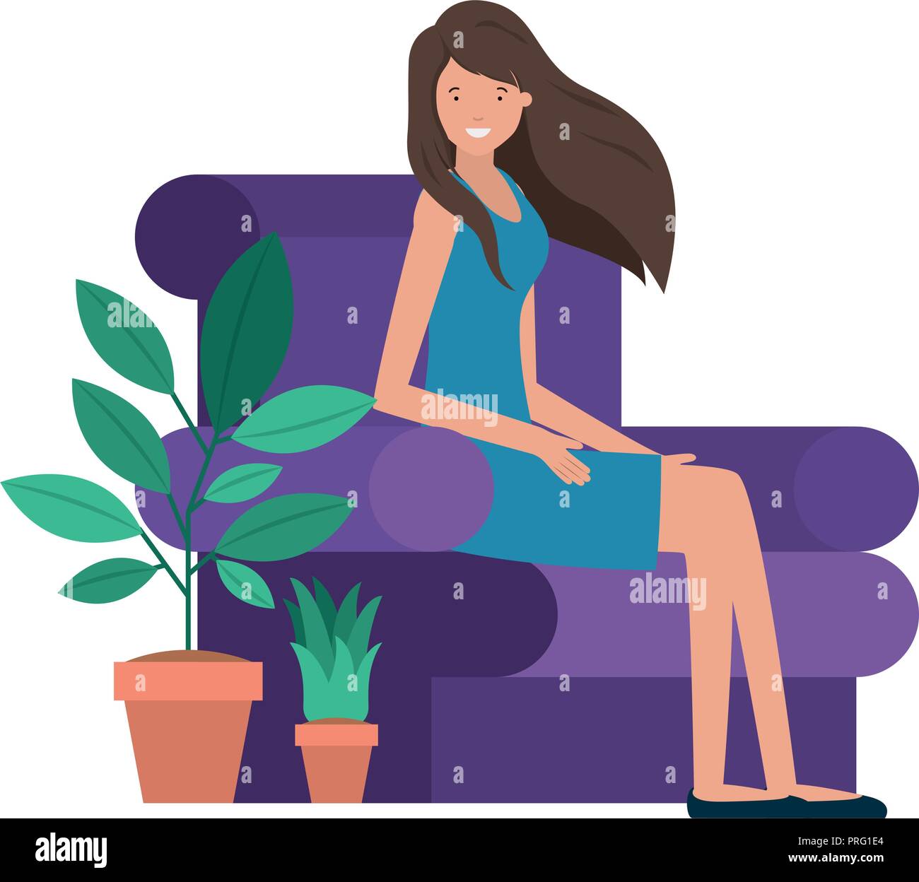young woman sitting in couch avatar character Stock Vector Image & Art ...