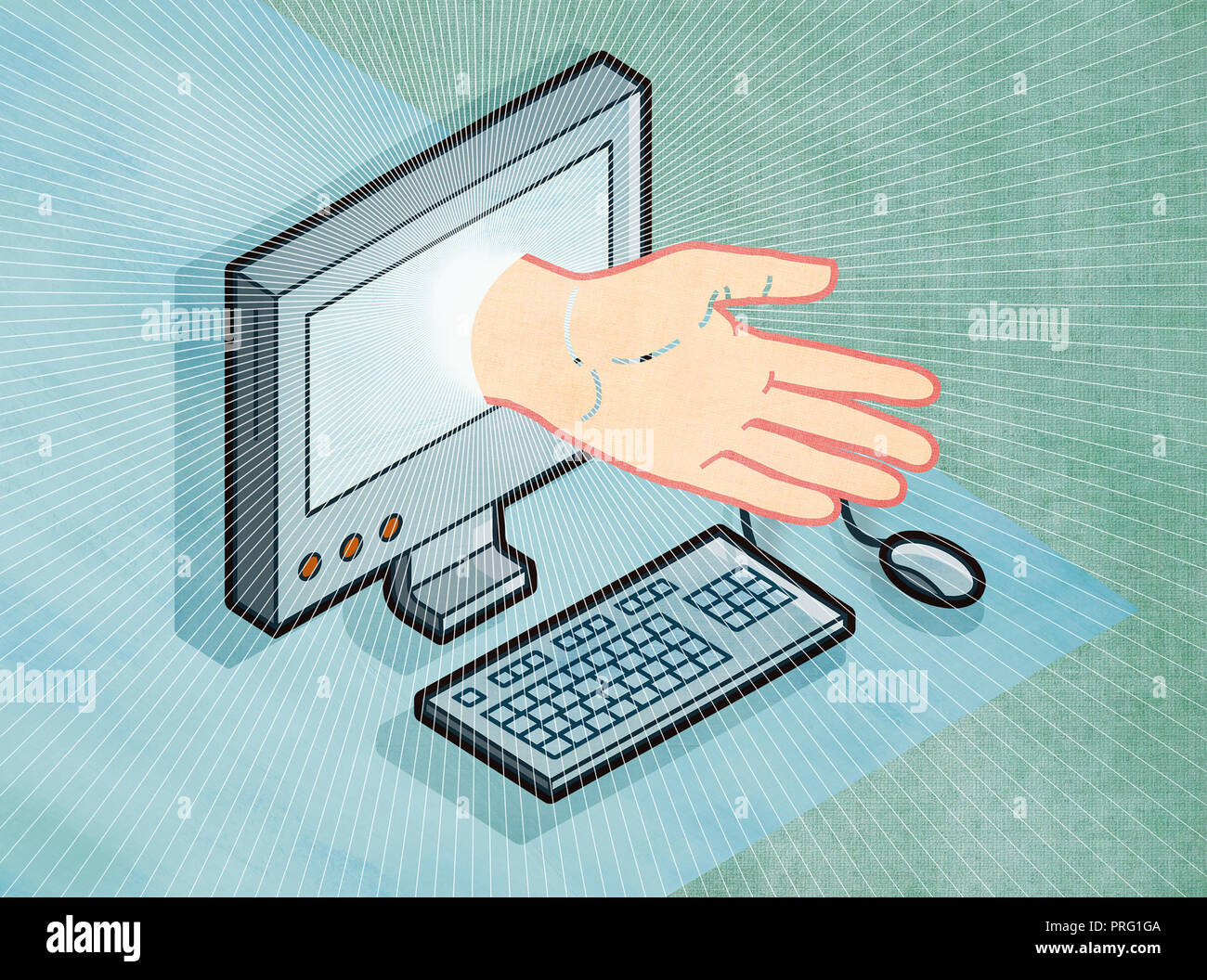 hand reaches out from computer Stock Photo - Alamy