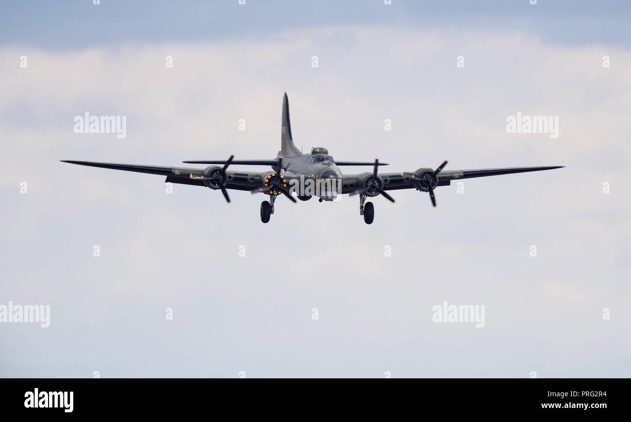 Boeing B-17G Flying Fortress, 'Sally B' fly at the IWM Duxford Battle ...