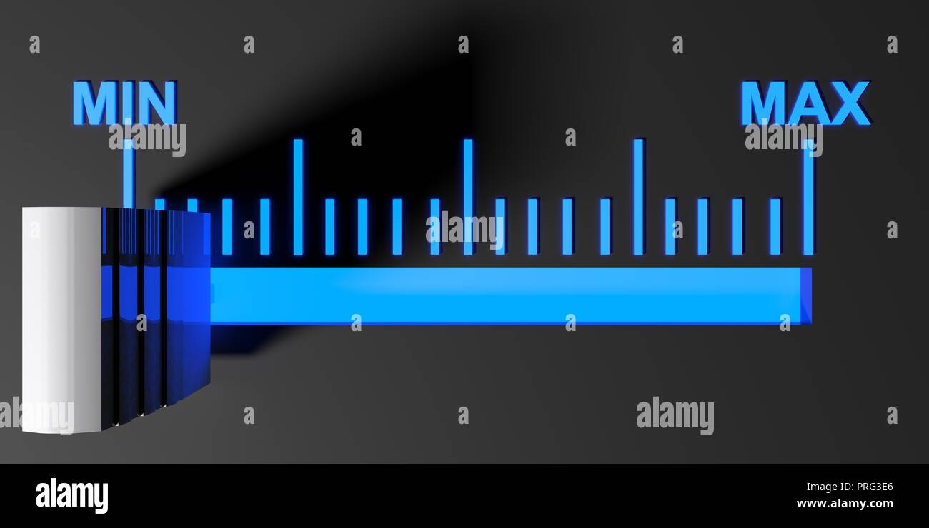 Level selector on a black control panel - 3D rendering Stock Photo - Alamy