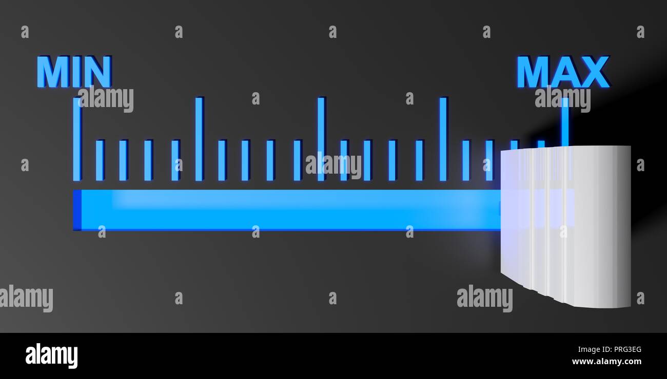 Level selector on a black control panel - 3D rendering Stock Photo - Alamy