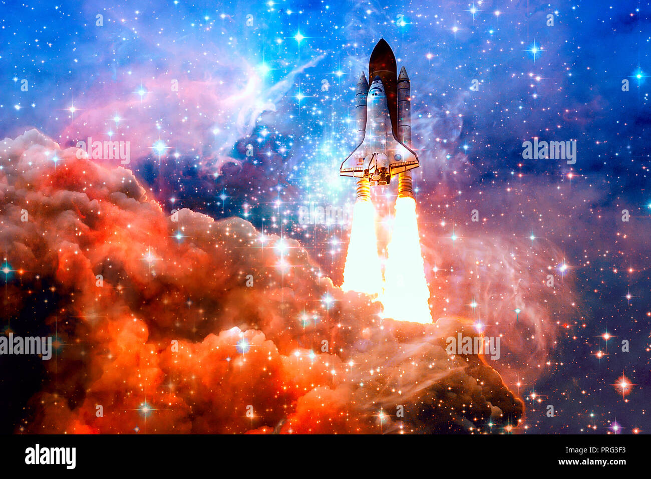 Spaceship in outer space. Elements of this image furnished by NASA ...