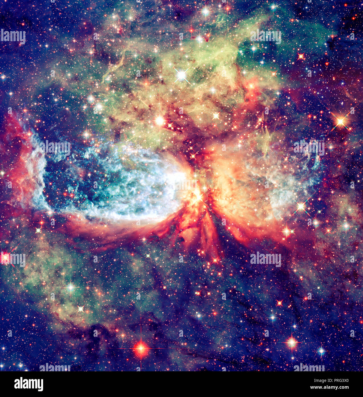Bright nebula with stars in outer space. Elements of this image ...