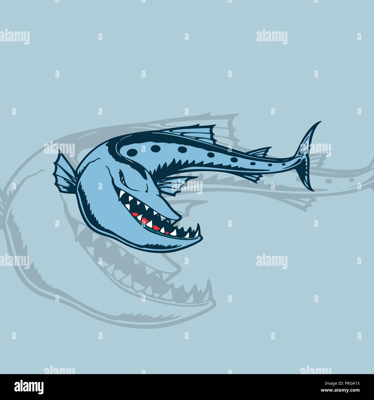 Cartoon sea monsters. Shark isolated on white background Stock Vector ...
