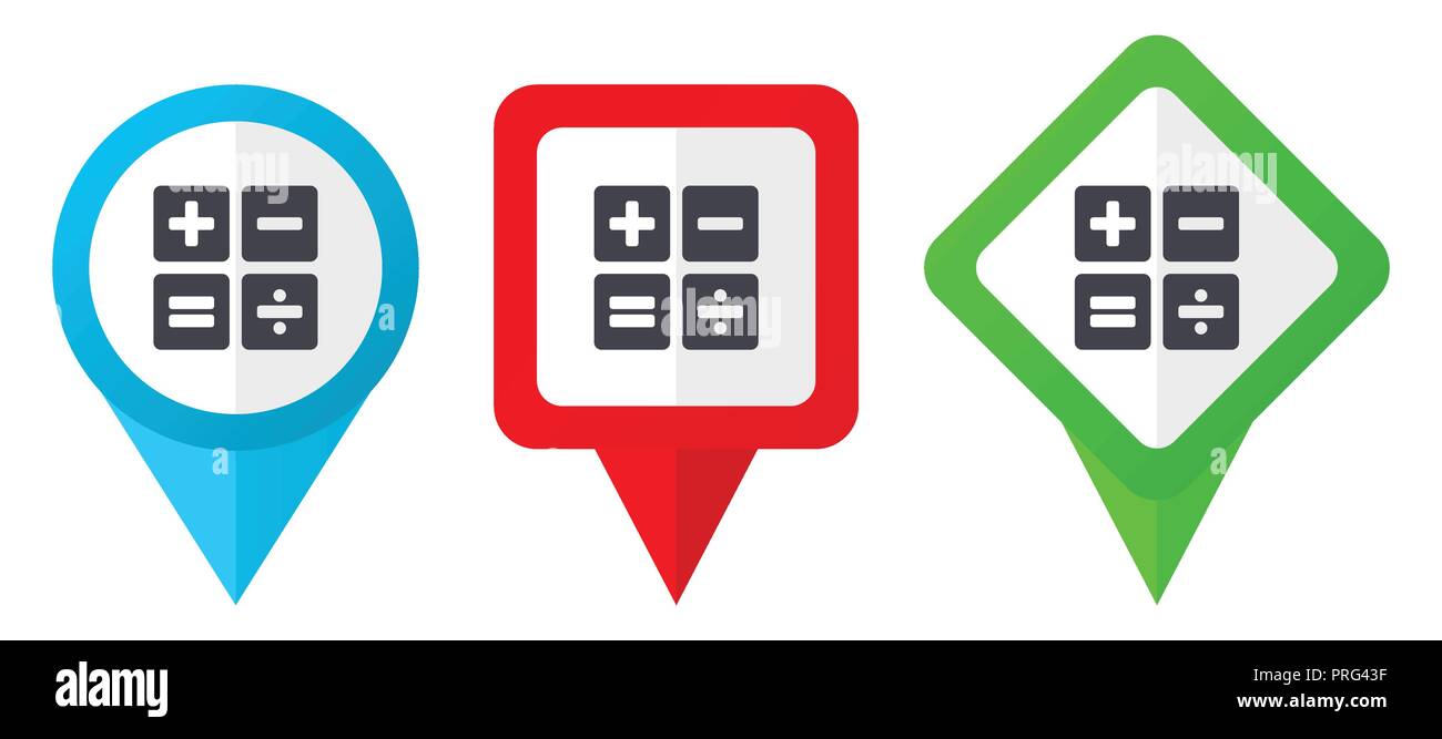 Csl red, blue and green vector pointers icons. Set of colorful location ...