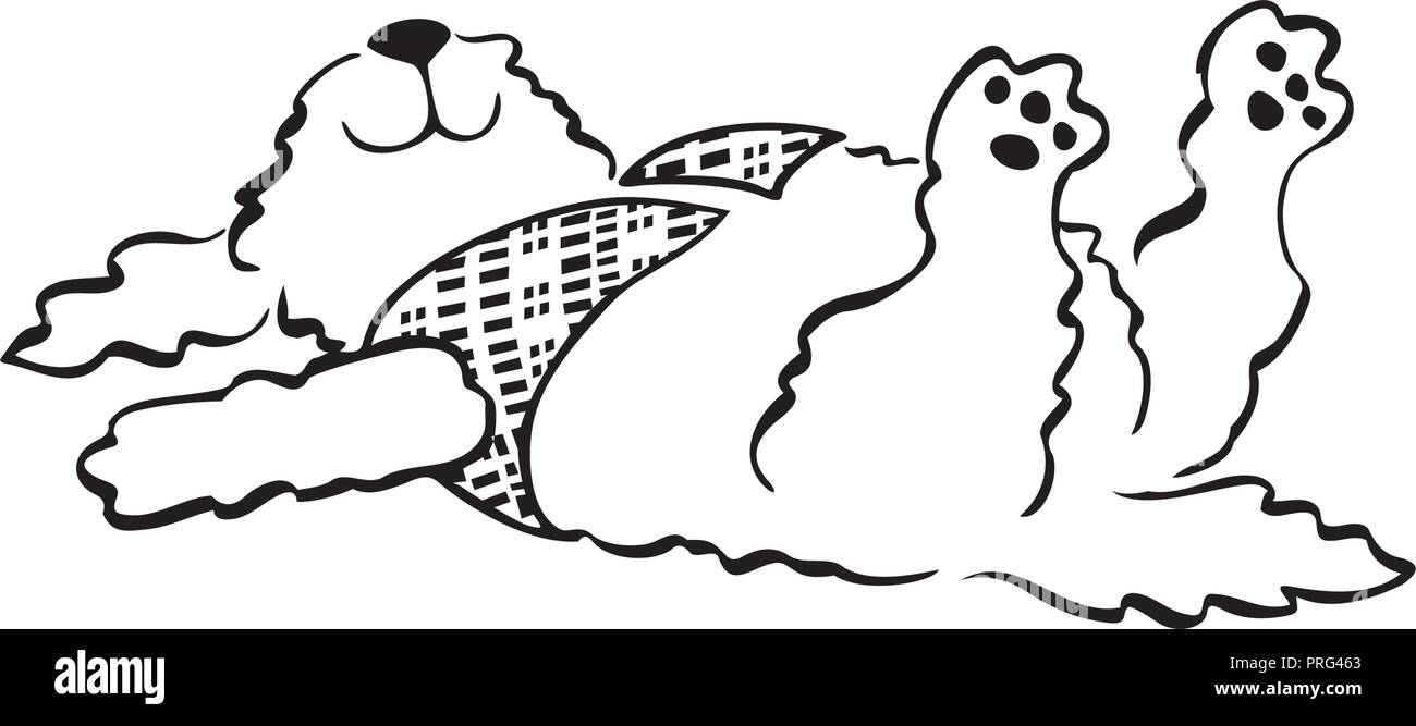 Vector illustration. Lazy cat laying on the floor. outlined cartoon ...