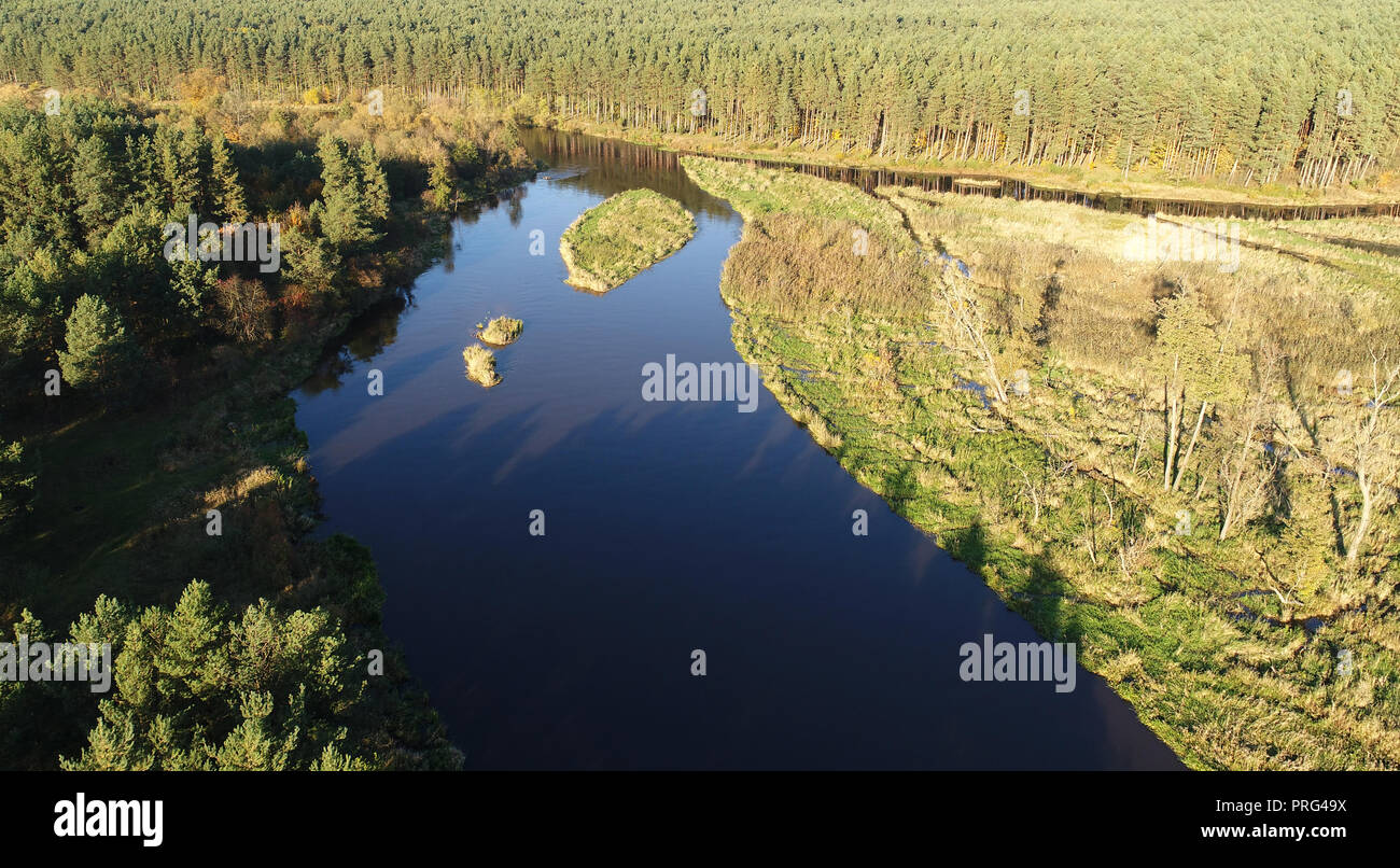 Aerial view of natural river Stock Photo - Alamy