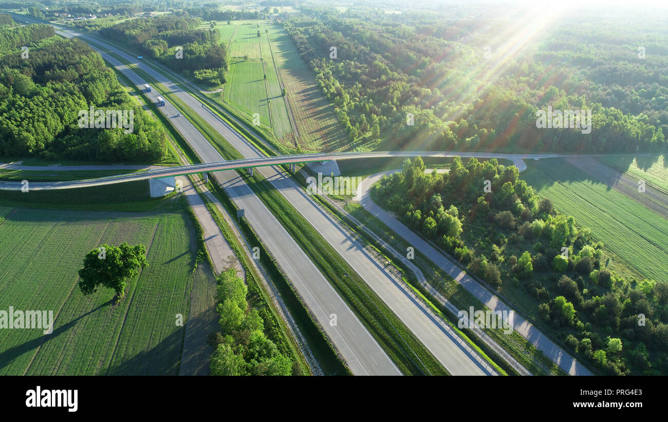 Highway from drone Stock Photo - Alamy