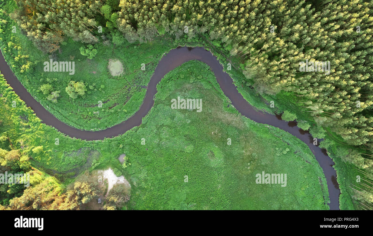 Aerial view of natural river Stock Photo - Alamy