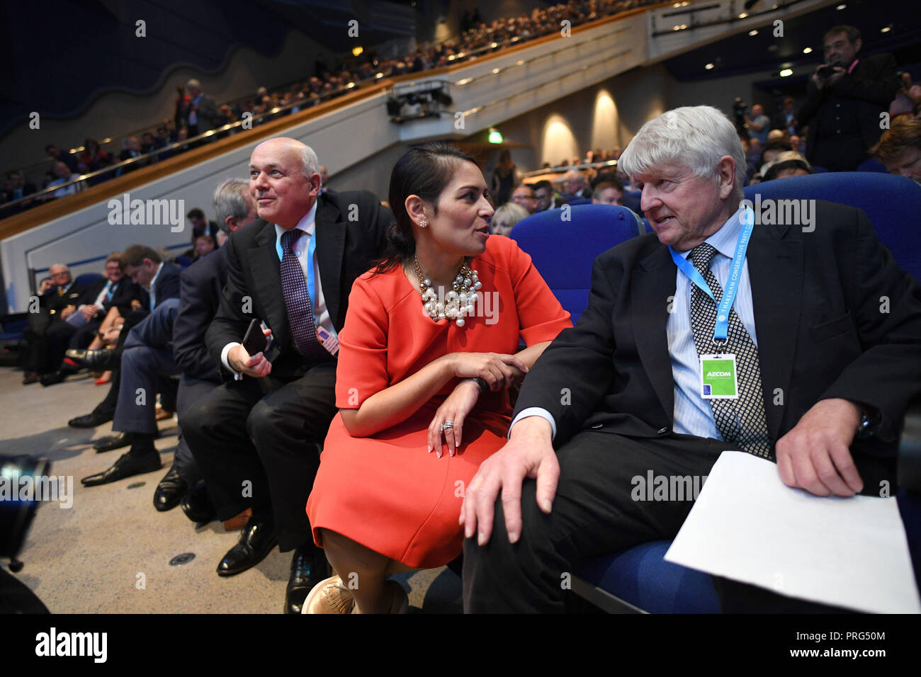 (left to right) Iain Duncan Smith, Priti Patel and Stanley Johnson ...