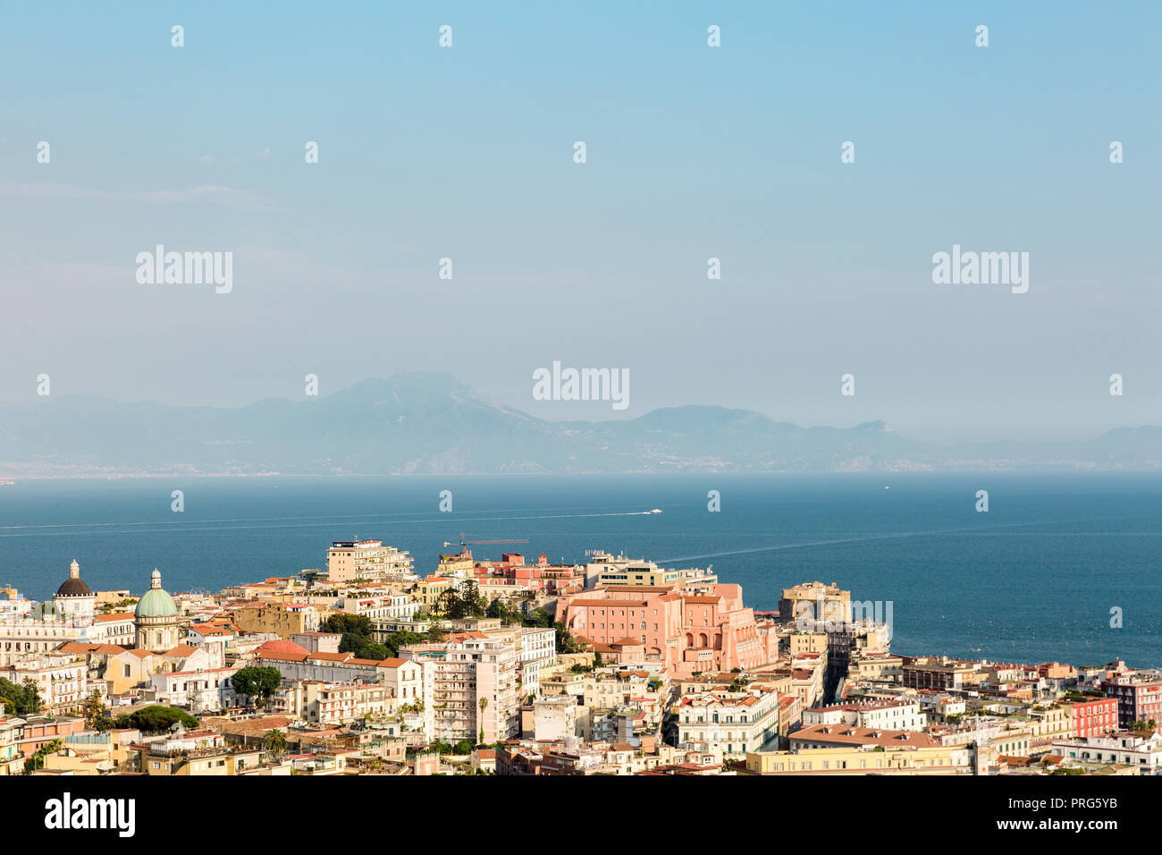 A view over downtown Naples and the bay of Naples on a summers day in ...
