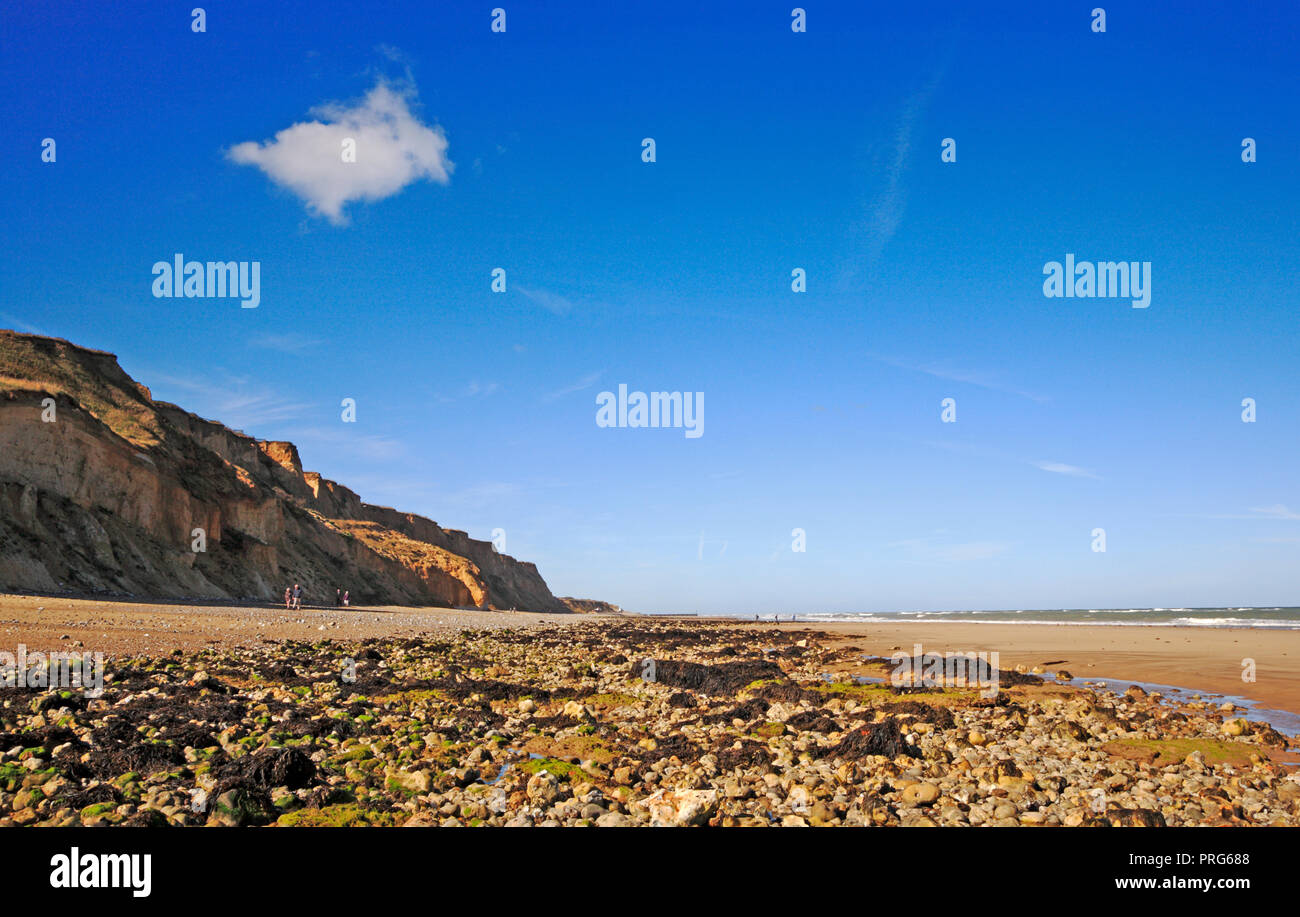 A view westwards along the North Norfolk beach at East Runton, Norfolk ...
