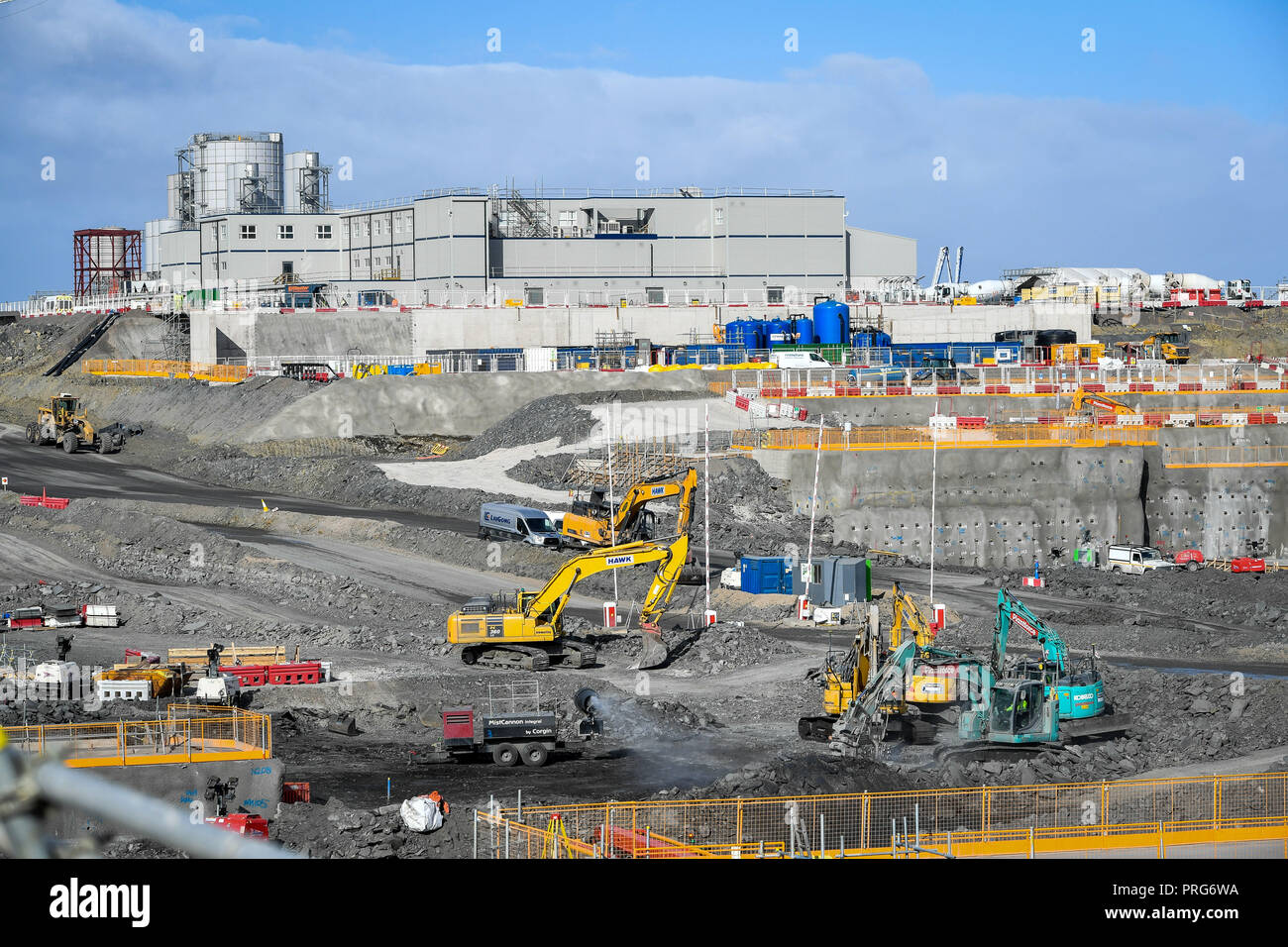 Construction work using heavy plant machinery at the EDF Energy Hinkley ...