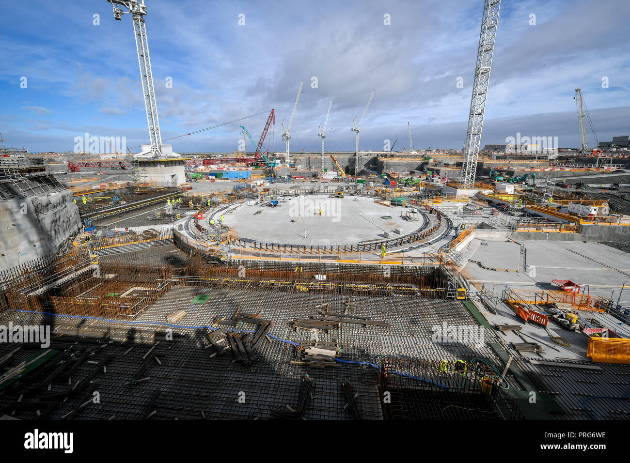 Construction is underway on the circular concrete bed of what is known ...