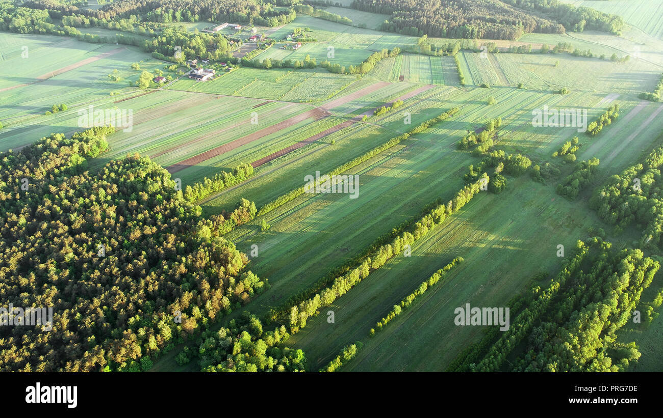 Aerial landscape - spring fields and forests Stock Photo - Alamy