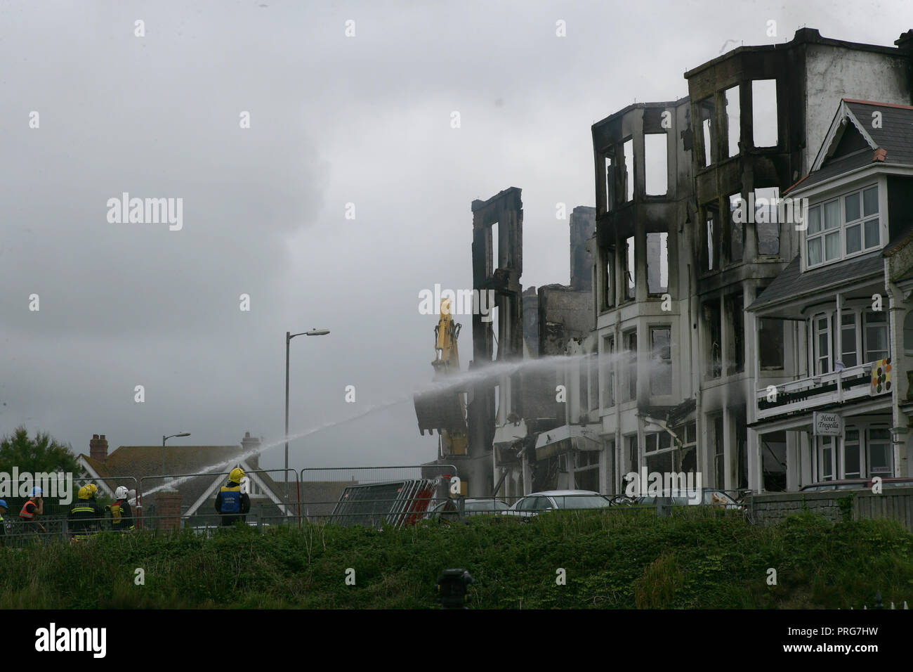 Penhallow Hotel burns down, Newquay Cornwall UK Stock Photo - Alamy