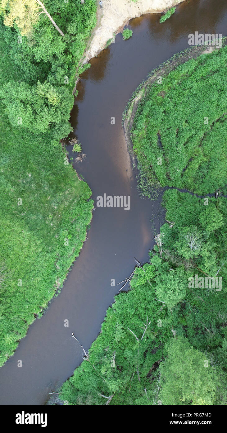 Aerial view from drone- river Stock Photo - Alamy
