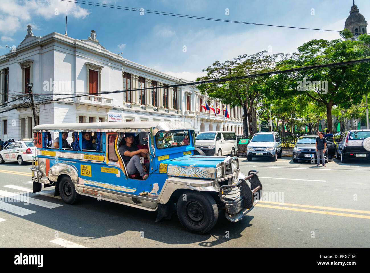 jeepney bus local transport traffic in downtown manila city street in ...
