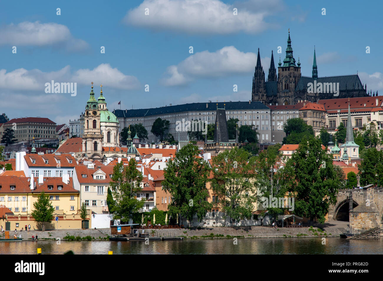 Prague castle dominates the urban scene in Czech Republic Stock Photo ...