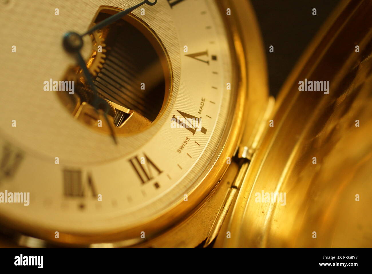 Pocket watch swiss made white dial musik watch rare Stock Photo - Alamy