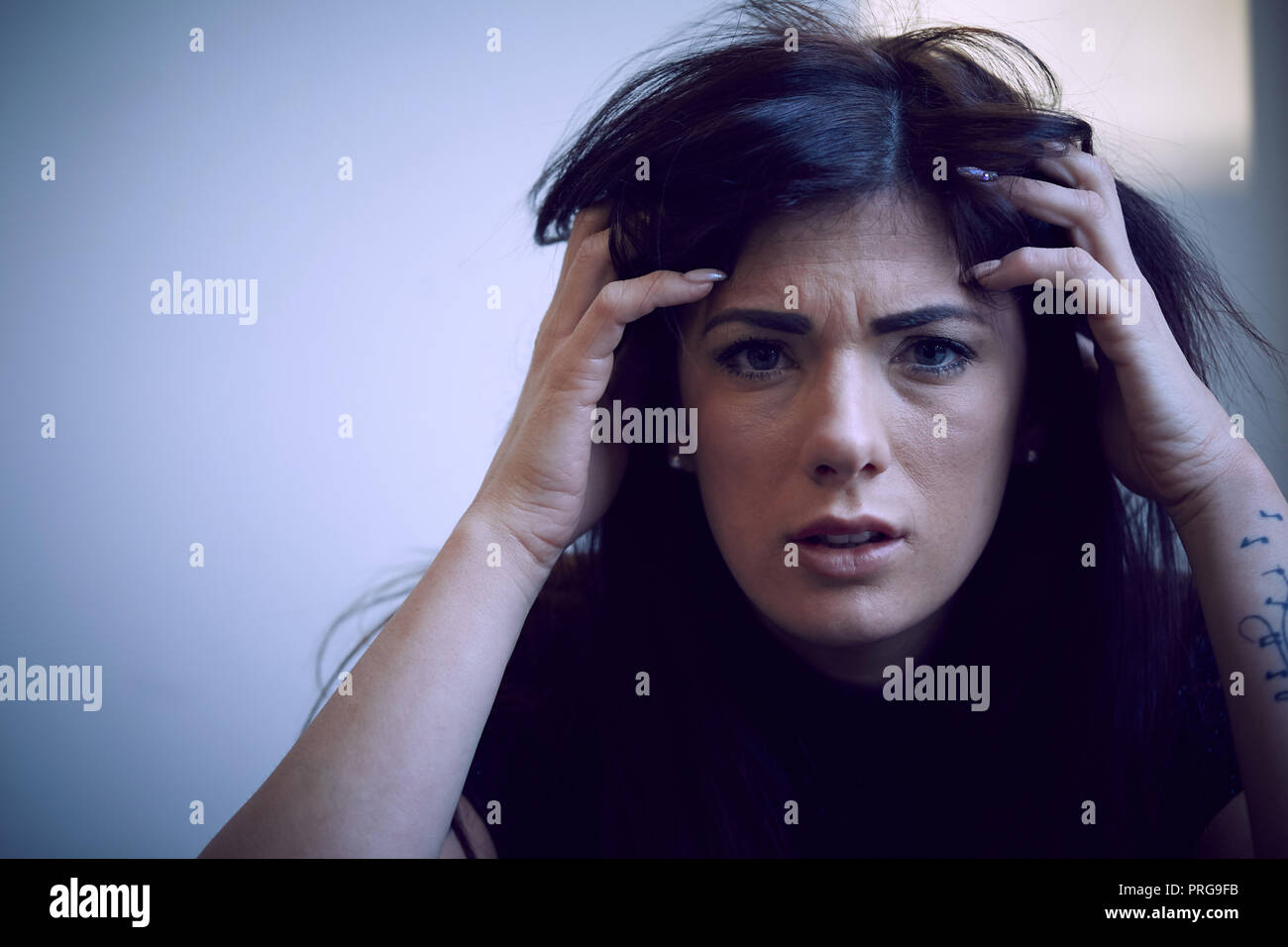 fearful woman, portrait Stock Photo - Alamy