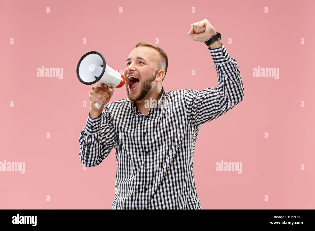 Man girl people megaphone hi-res stock photography and images - Alamy