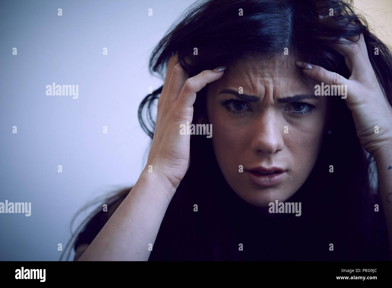 fearful woman, portrait Stock Photo - Alamy