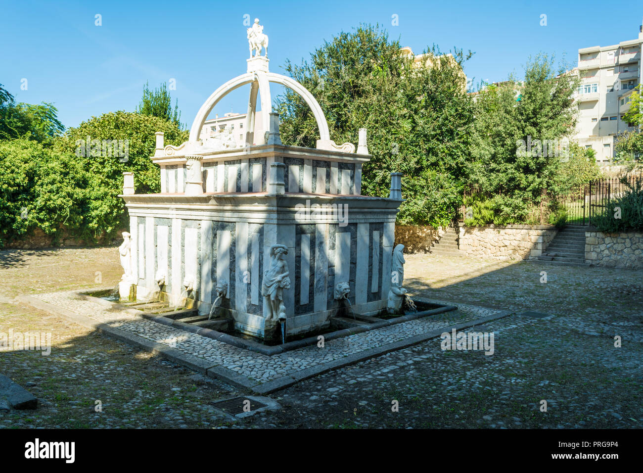 Ancient fountain of Rosello inside the sardinian city of Sassari Stock ...