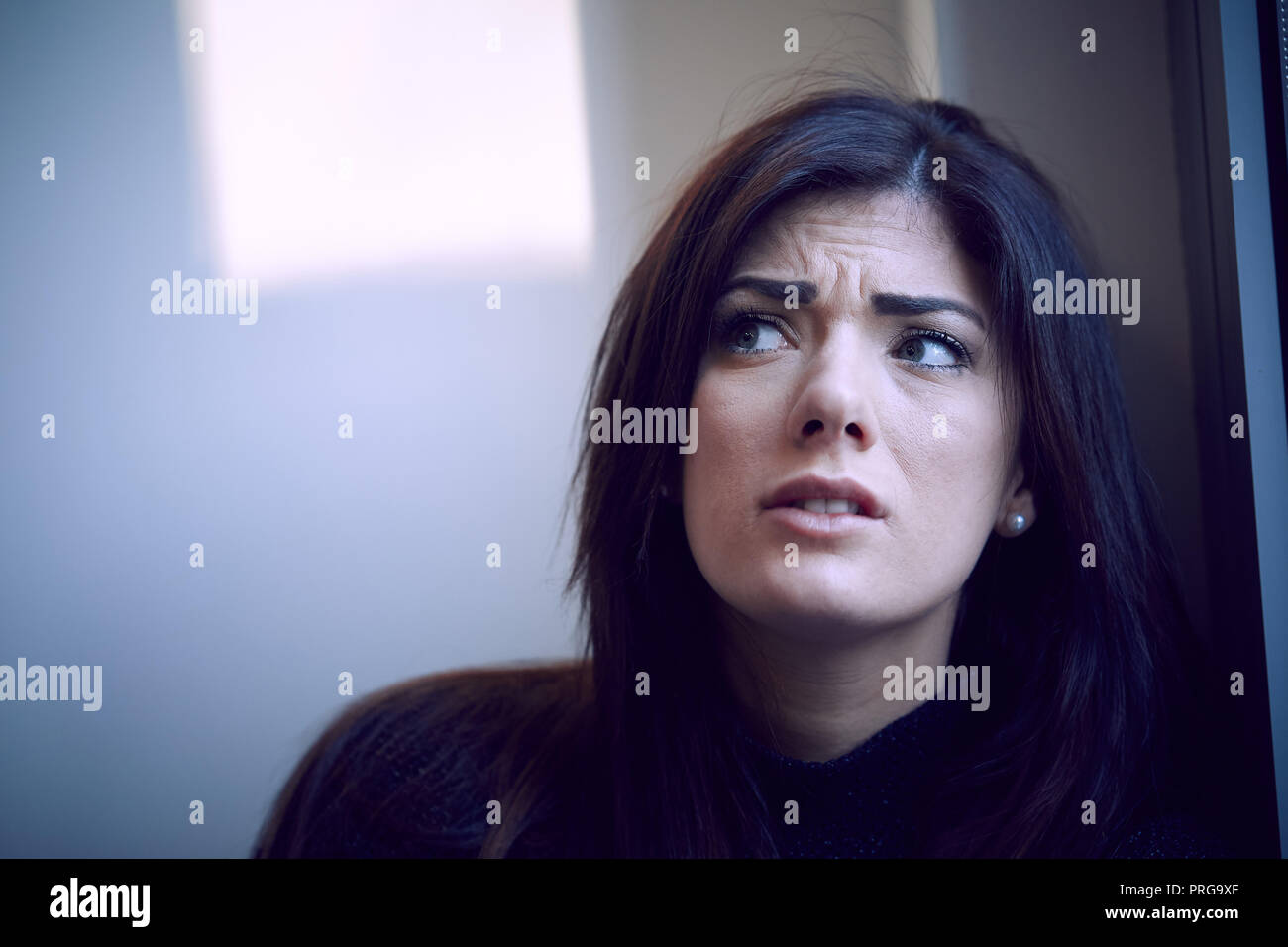 fearful woman, portrait Stock Photo - Alamy