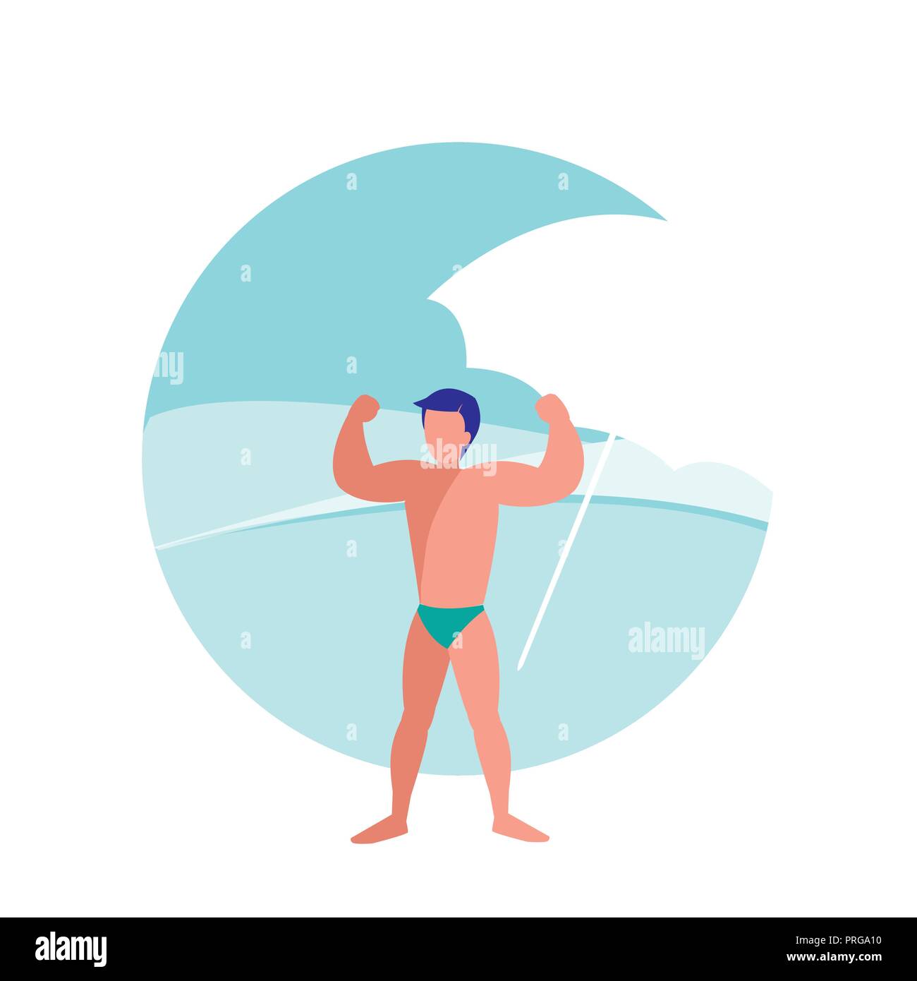 young man in the beach with swimsuit vector illustration design Stock ...