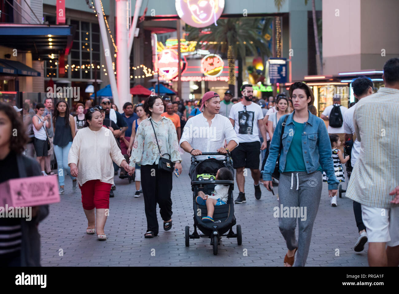 LOS ANGELES,CA - 9/9/2018: Universal city walk crowded with tourists ...