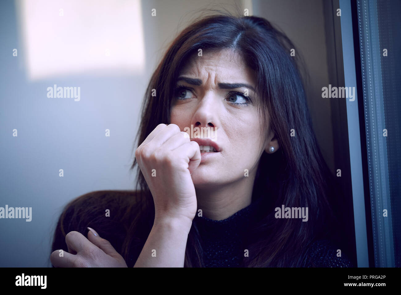 fearful woman, portrait Stock Photo - Alamy