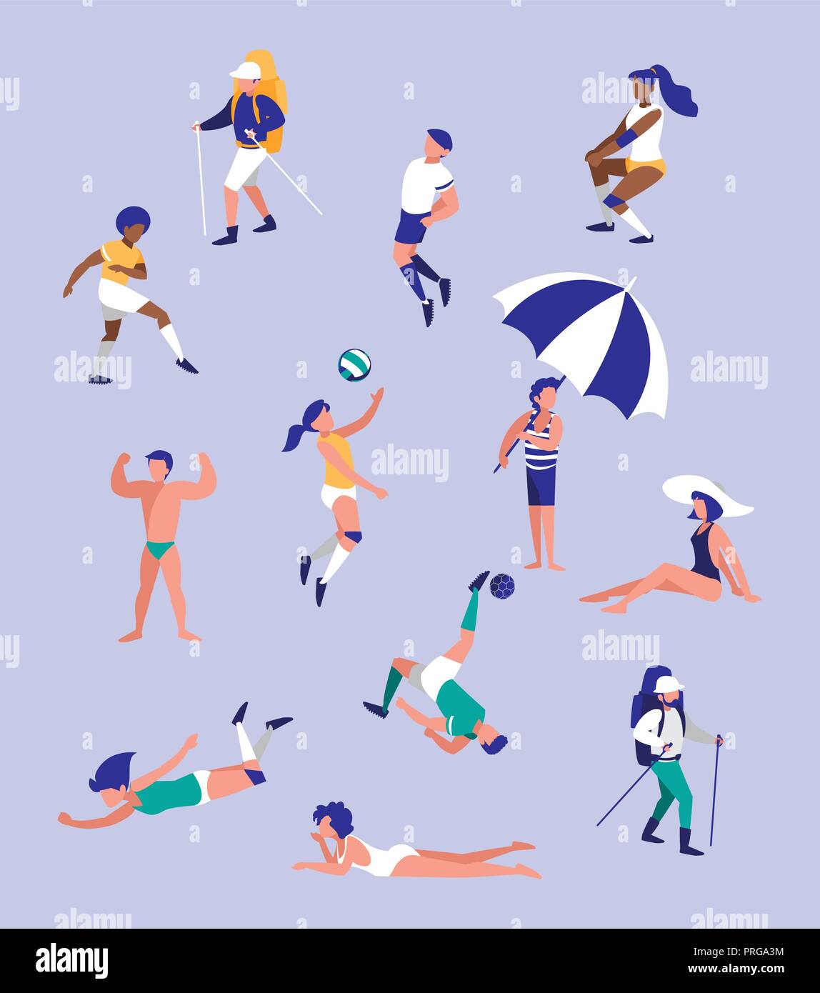group of people practicing sports vector illustration design Stock ...
