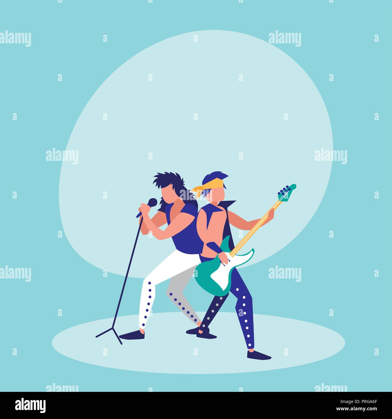 men singing and playing electric guitar vector illustration design ...