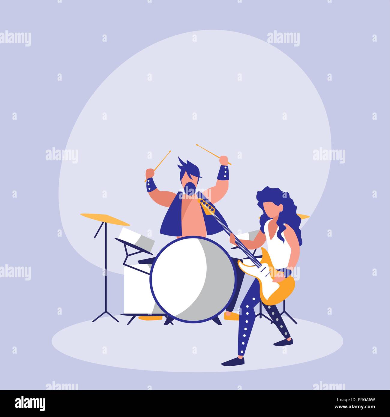 men playing drums avatar character vector illustration design Stock ...