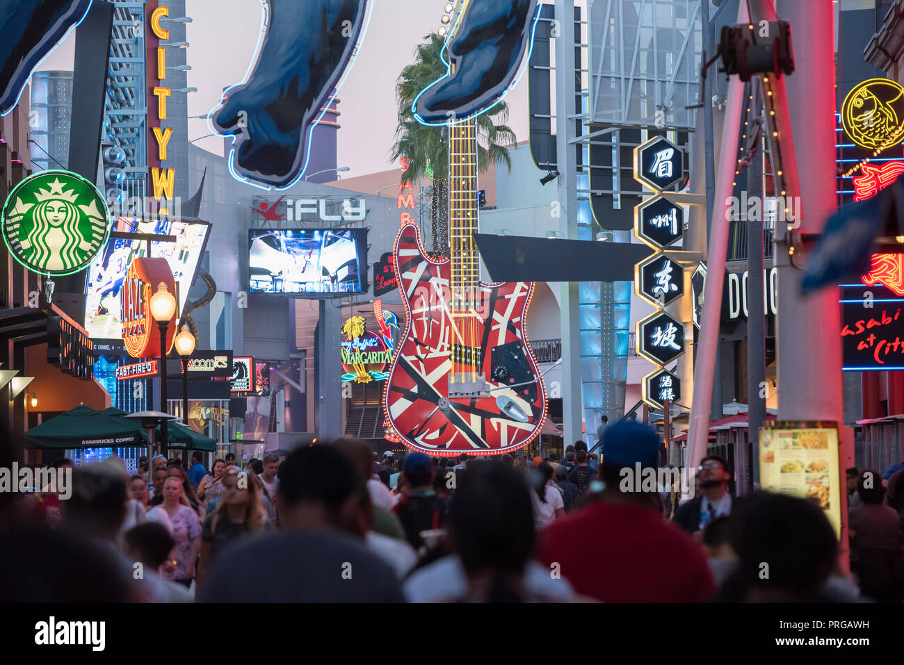 LOS ANGELES,CA - 9/9/2018: Universal city walk crowded with tourists ...