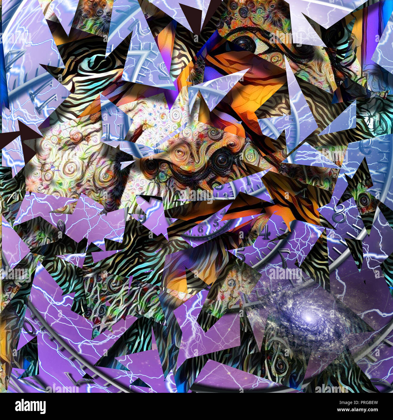 Complex abstract painting. Man's face at the background Stock Photo - Alamy