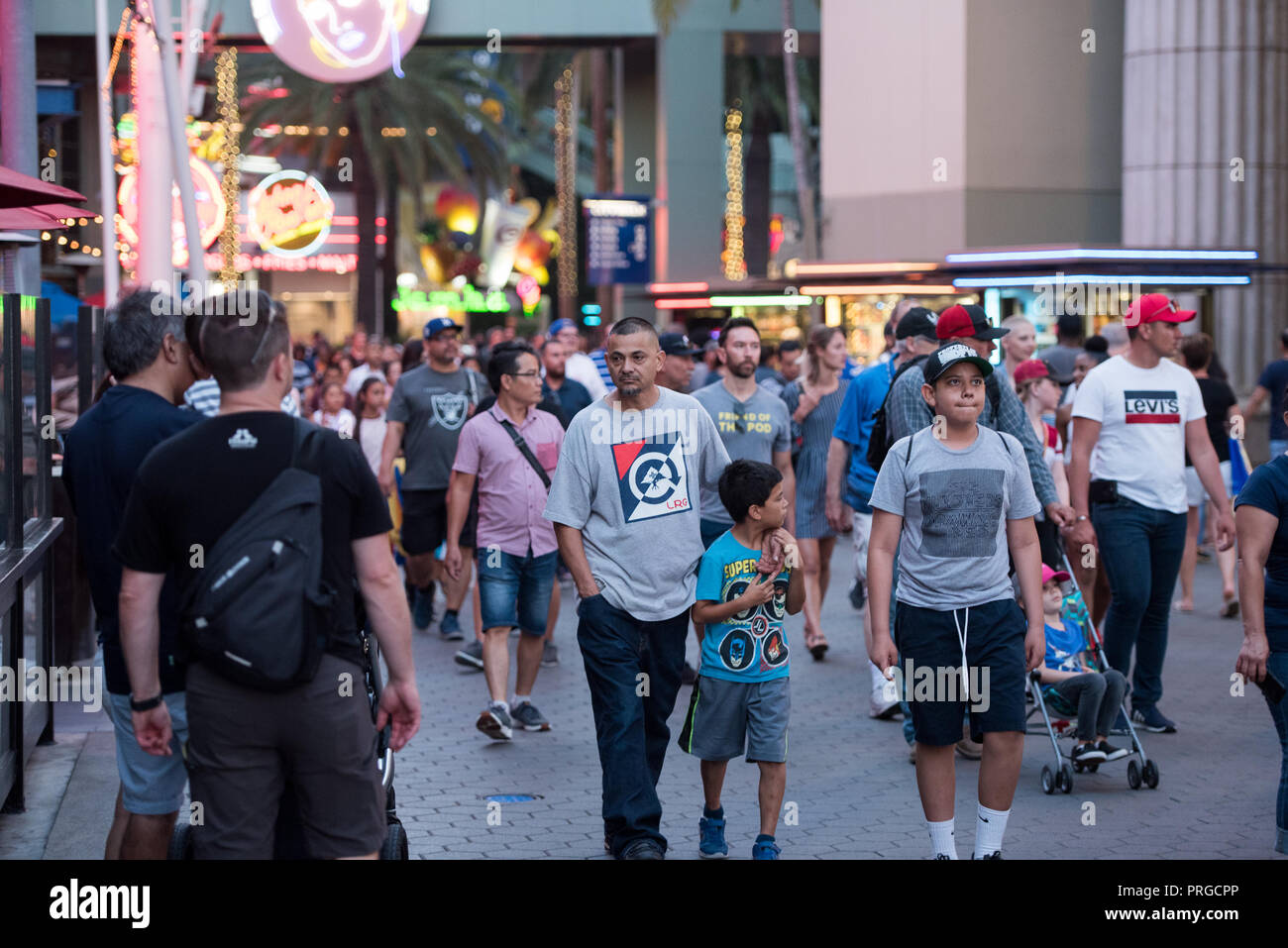 LOS ANGELES,CA - 9/9/2018: Universal city walk crowded with tourists ...